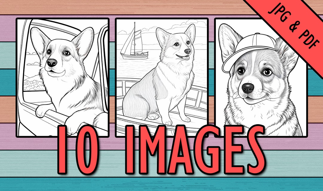 Corgi Coloring Pages (set 2), Dog Coloring Pages for Adults, Dog ...