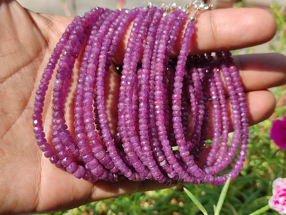 Gemstones necklace Bracelet Natural ruby bracelet Ruby Beads ...