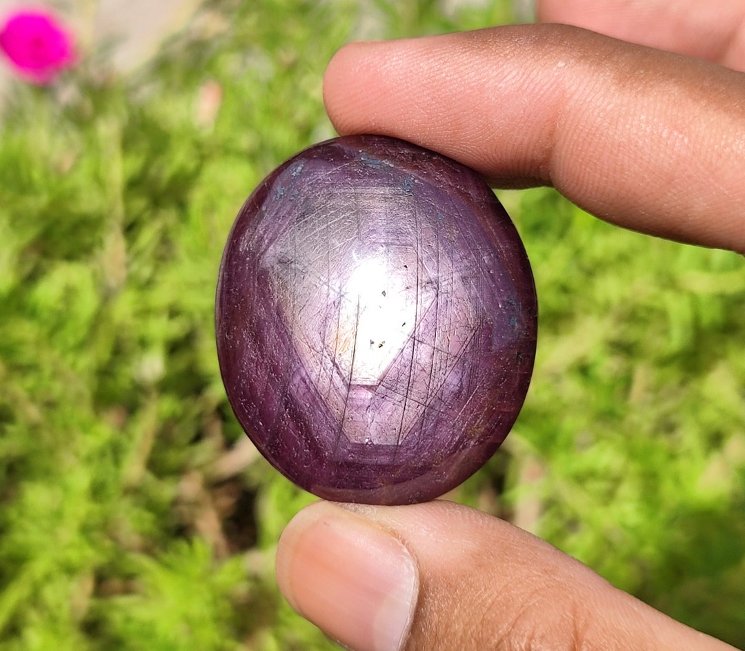 RUBY - Silky Star ruby cabochon - natural star ruby crystal - jewellery making supply - star ...