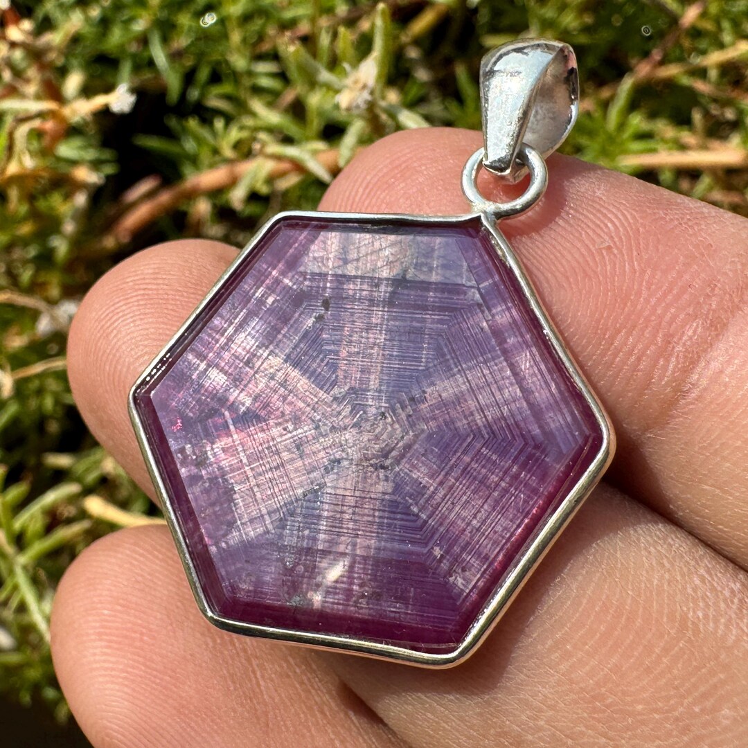 Trapiche RUBY - Star Ruby Pendant - Natural Star Ruby Crystal - Flashy ...