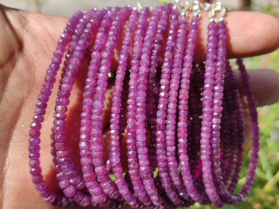 Gemstones necklace Bracelet Natural ruby bracelet Ruby Beads ...