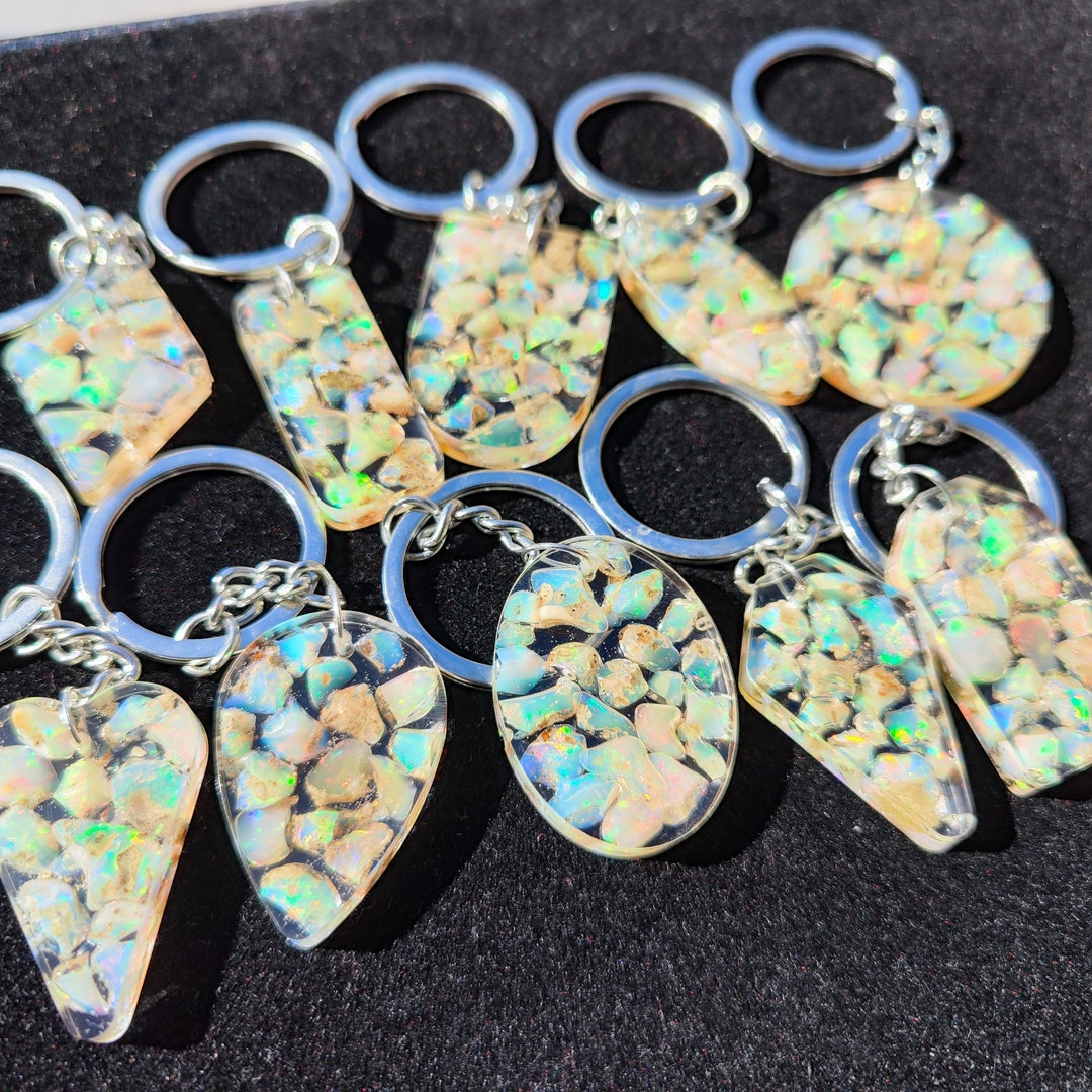 OPAL Crystal Keychain - Resin Moulded Opal Crystals - Healing Crystal ...