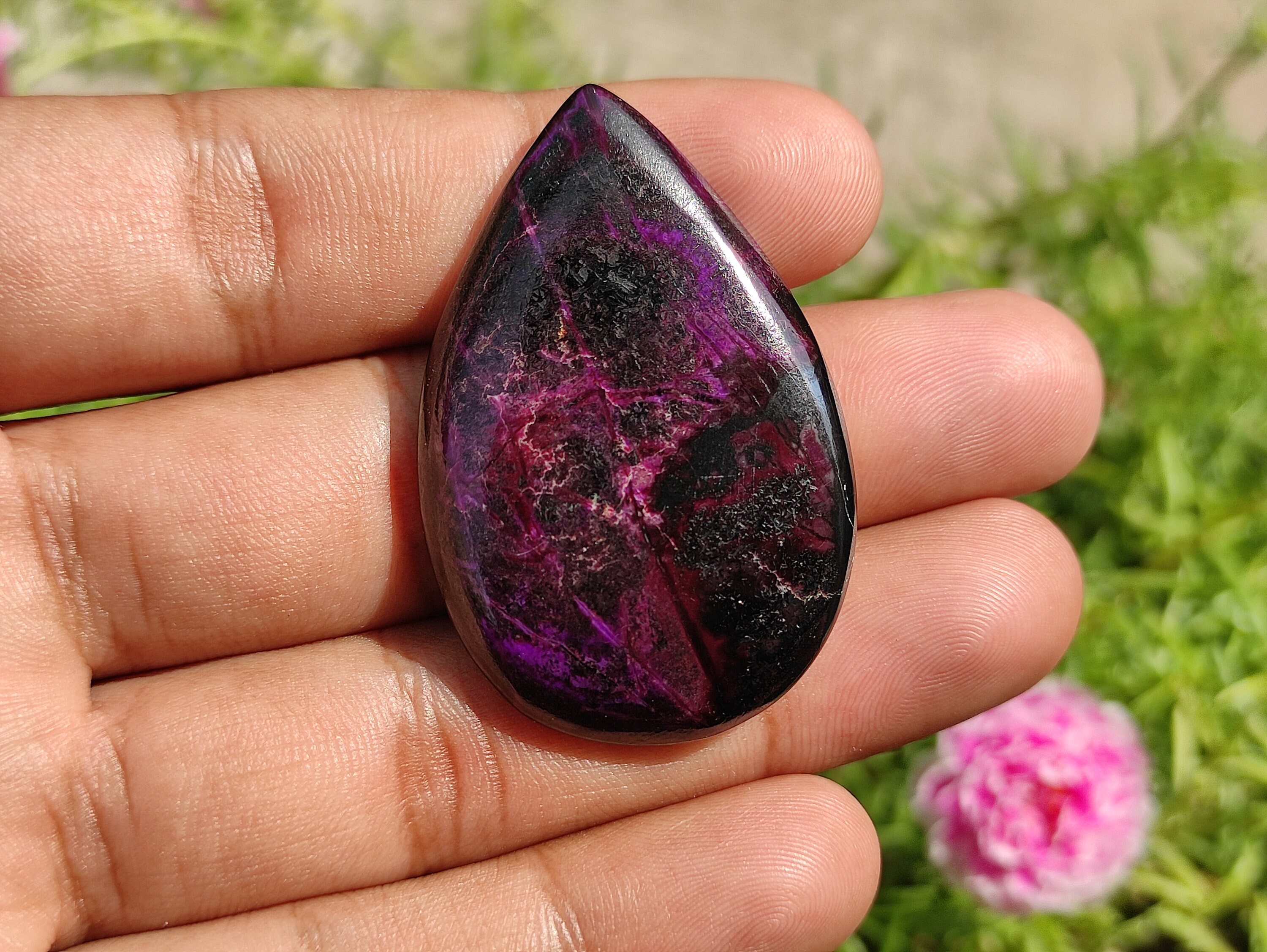 SUGILITE CABOCHON - Sugilite Crystal Stone - Sugilite Cabochon Pair ...