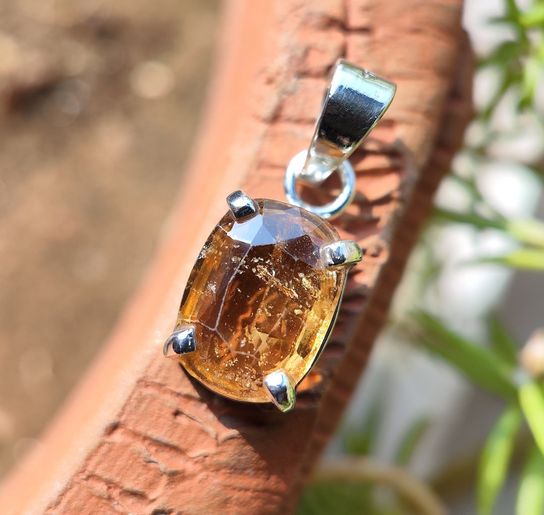 Imperial Hessonite Garnet Faceted Pendant - Golden Hessonite Garnet ...