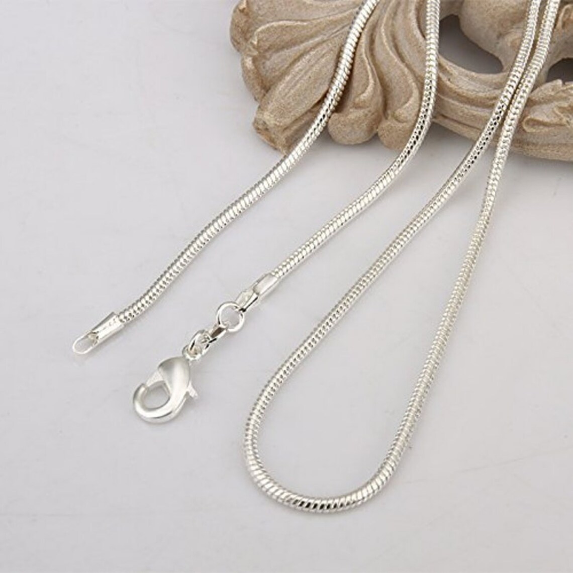 SNAKE CHAIN - 925 Sterling Silver Chain Necklaces 1mm, 1.5mm, 2mm in 16 ...