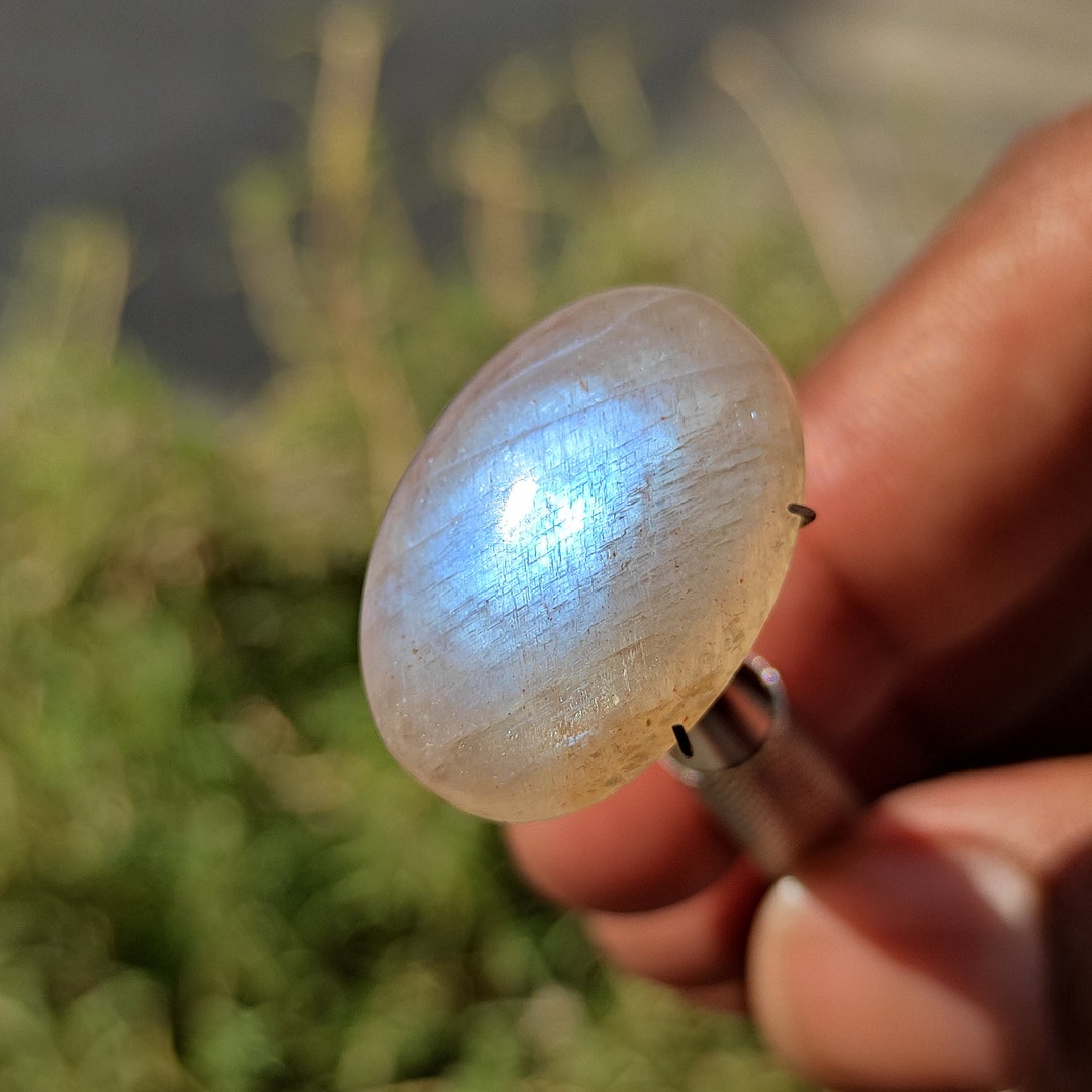 MOONSTONE Cabochon - African Rainbow Moonstone Crystal - Sparkling ...