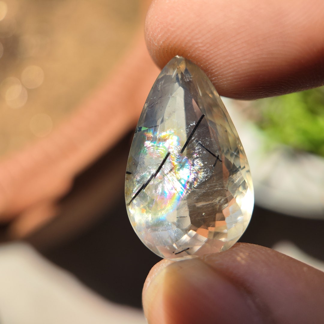 Rainbow Rutilated Quartz Aura Rutile Facet Rainbow Rutile Quartz ...