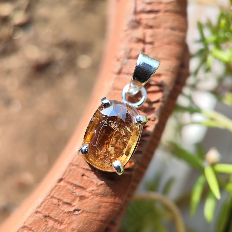 Imperial Hessonite Garnet Faceted Pendant - Golden Hessonite Garnet ...