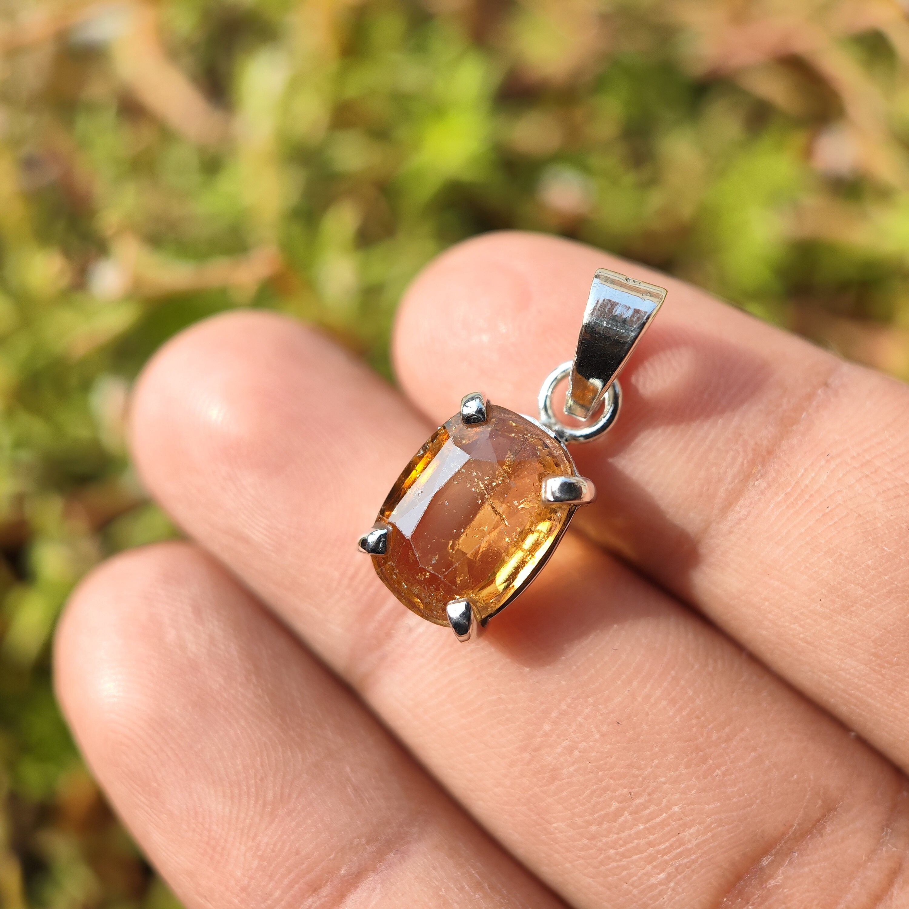 Imperial Hessonite Garnet Faceted Pendant - Golden Hessonite Garnet ...
