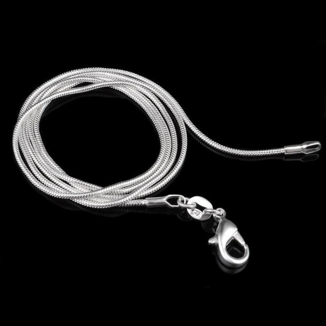 SNAKE CHAIN - 925 Sterling Silver Chain Necklaces 1mm, 1.5mm, 2mm in 16 ...