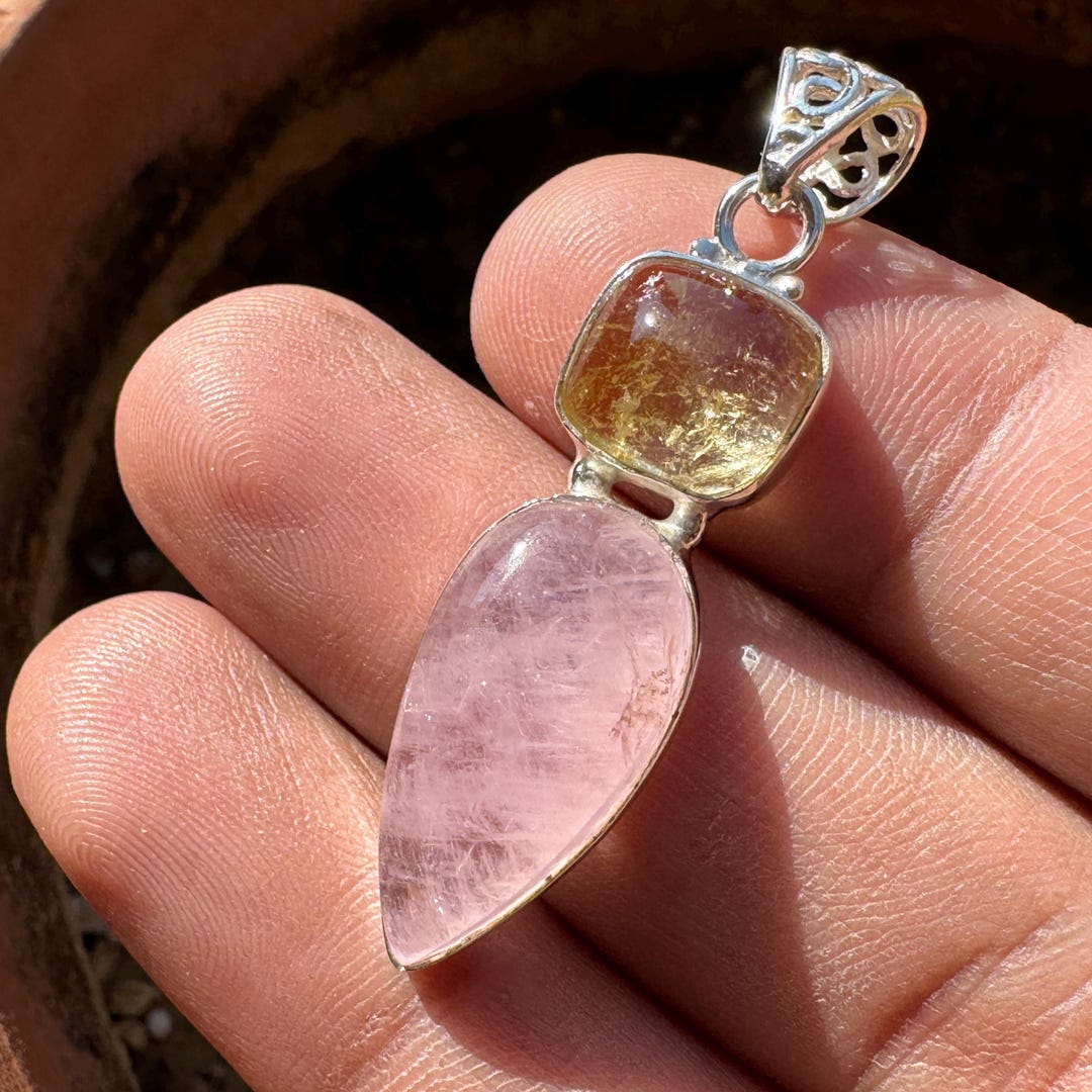 Heliodor Morganite Pendant - Natural African Aura Morganite Crystal ...