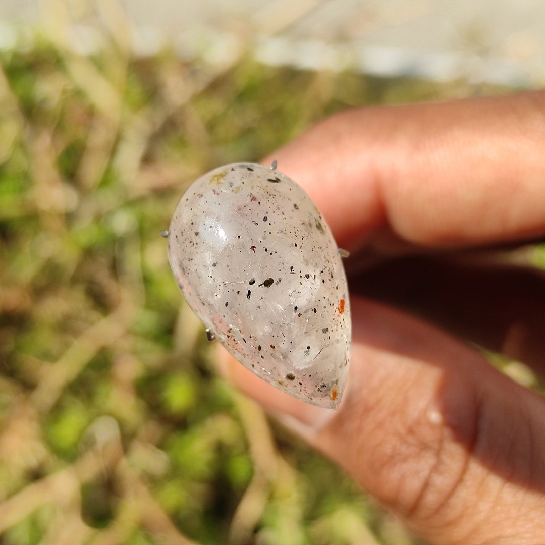 MOSS QUARTZ - Tourmalinated Quartz Cabochon - Rose Quartz - Green Moss ...