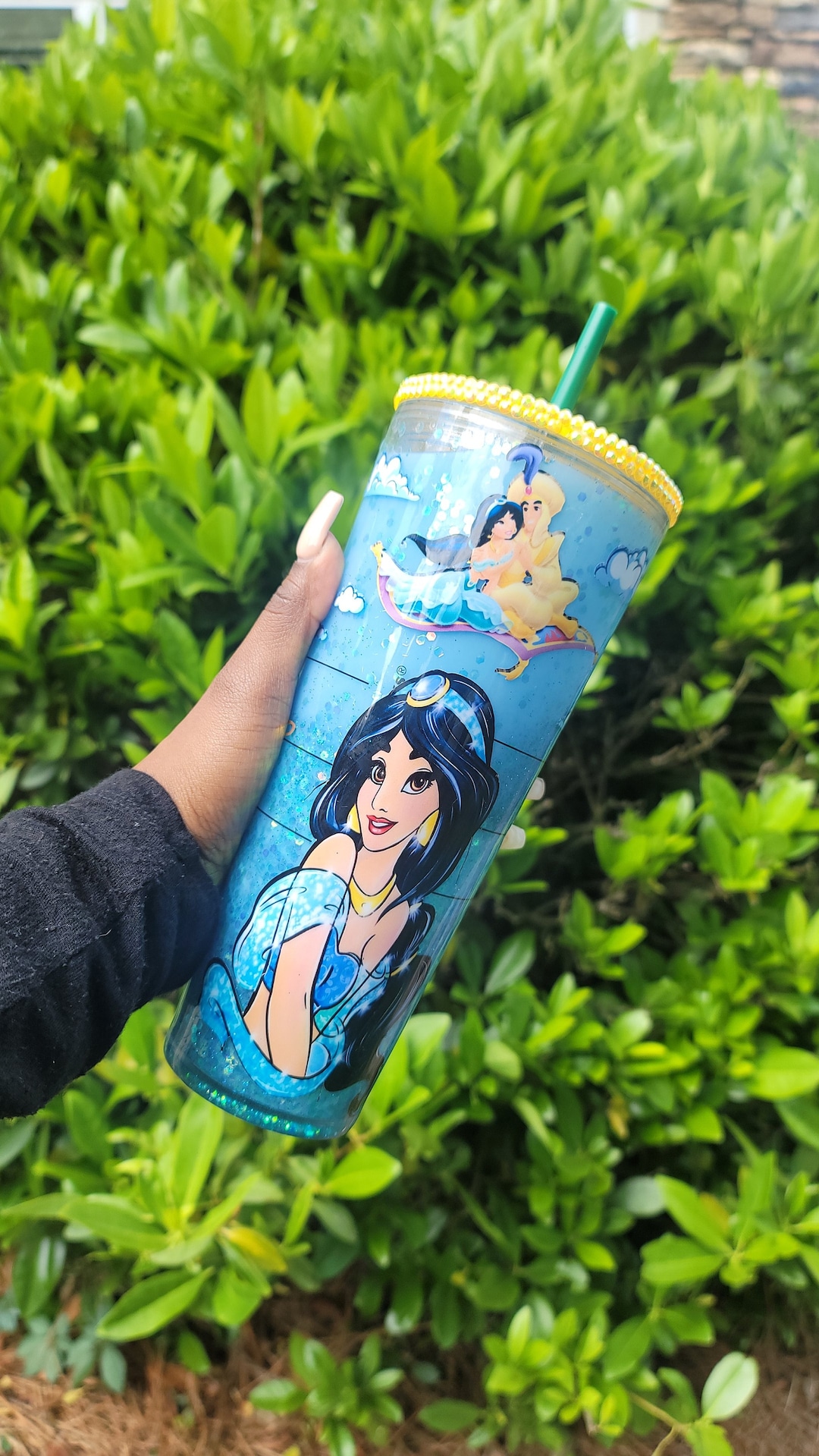 Aladdin Snow Globe Tumbler| Princess Jasmine Starbucks Snowglobe| Gene ...