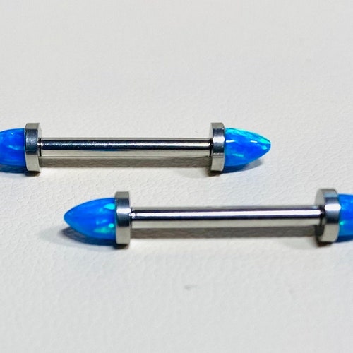 14G Implant Grade Titanium Internally Threaded Blue Opal Ends - Etsy