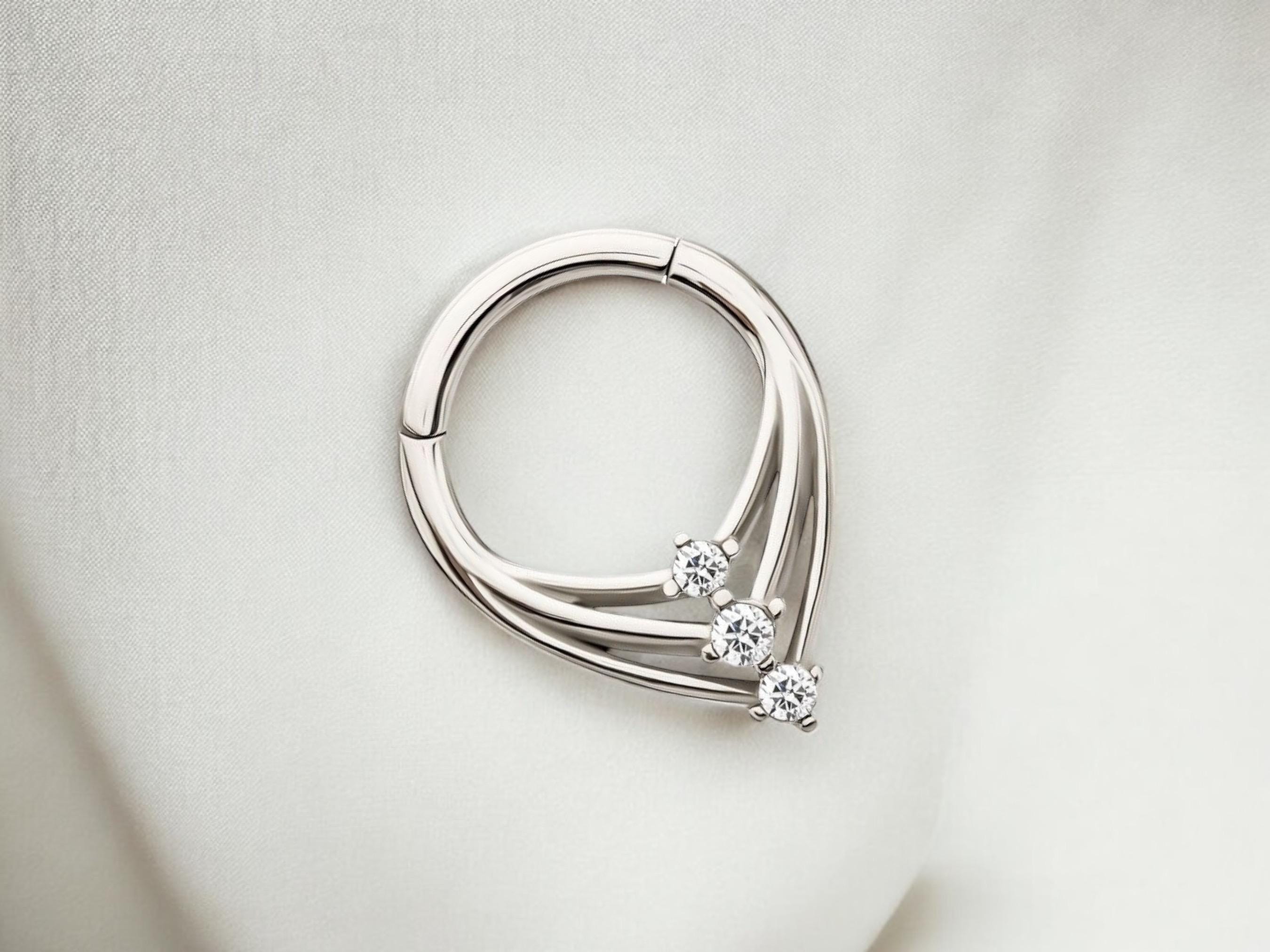 Triple Tier Septum Ring, Chic Style Nose Piercing Hoop Ring, 16g Hinged ...
