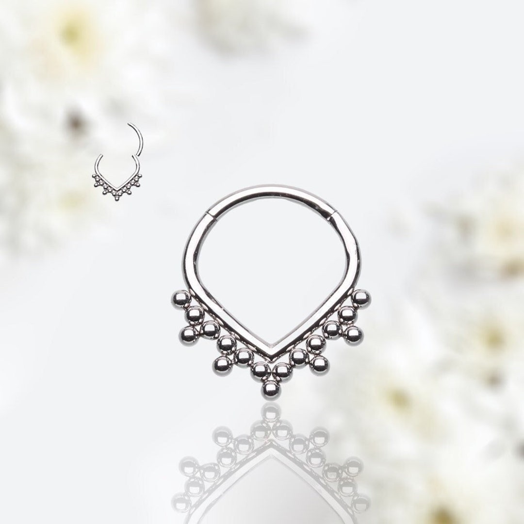 16G Dainty Design Hinged Spetum Ring Septum, Daith Piercing, Daith Ring ...