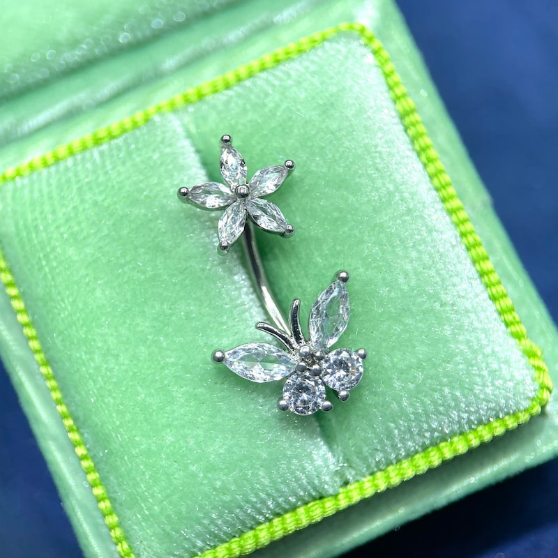 Flower Belly Ring - Etsy