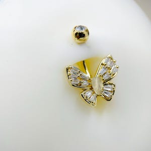 Butterfly Belly Ring, Baguette Gem Belly Button Ring Piercing Jewelry ...