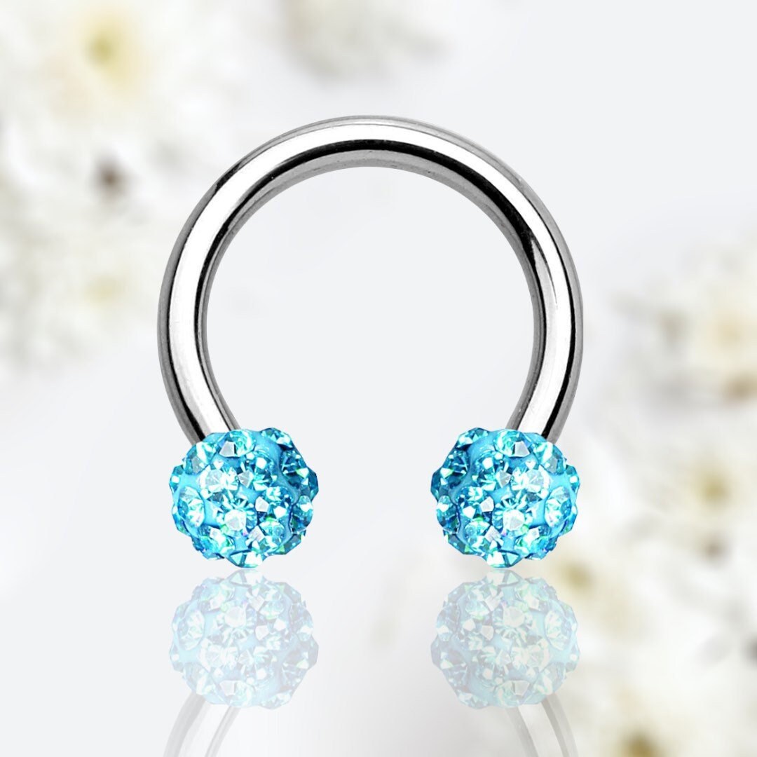 16G Blue Crystal Septum Horseshoe Hoop Ring Colorful Septum Hoop ...
