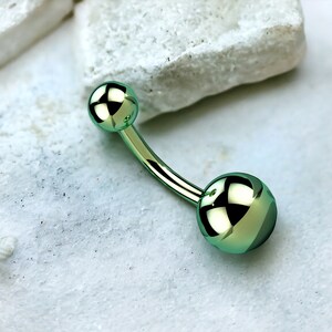 14G Implant Grade Titanium Plain Green Belly Button Ring, Simple Style ...