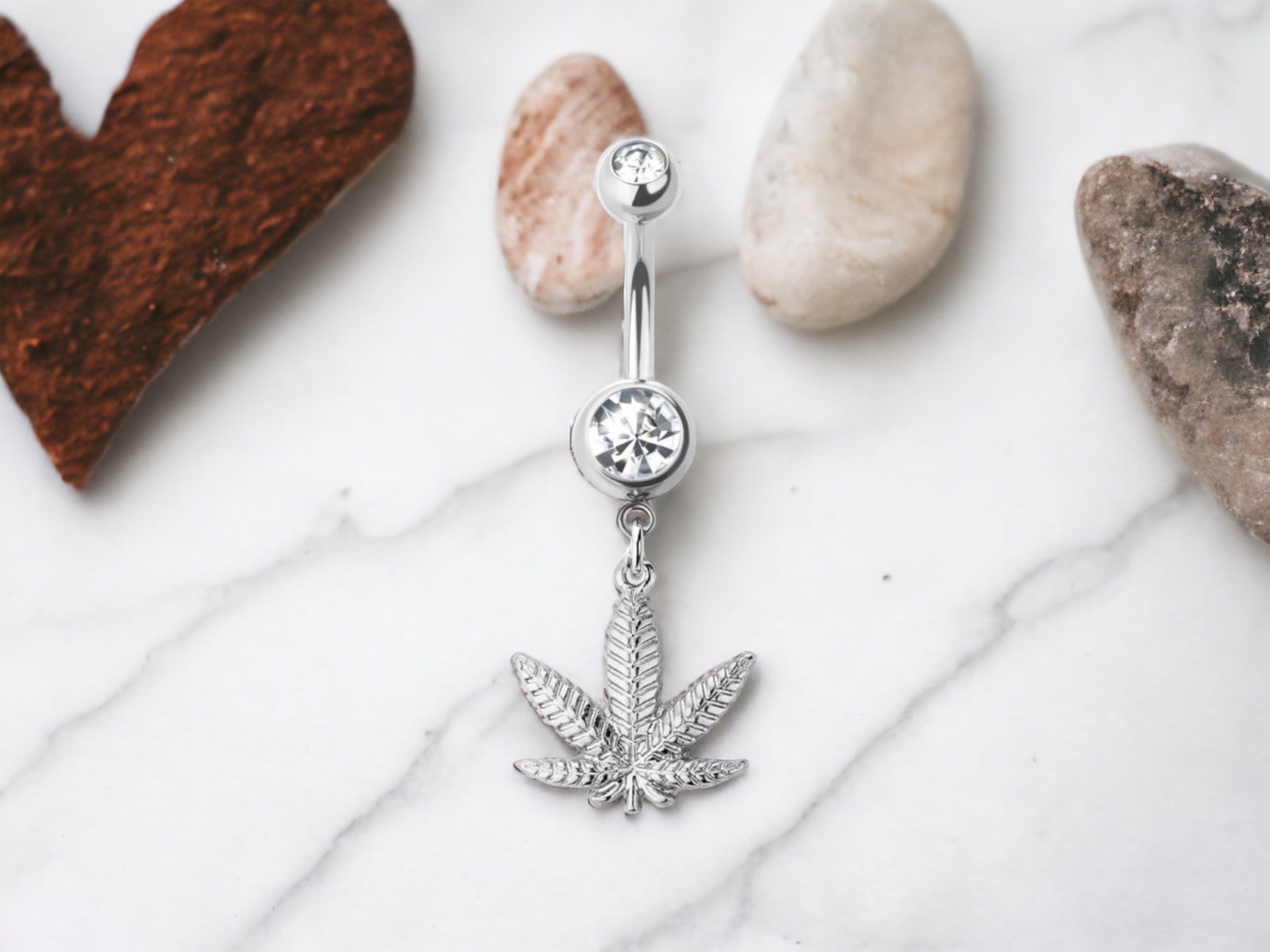 Pot leaf belly ring store