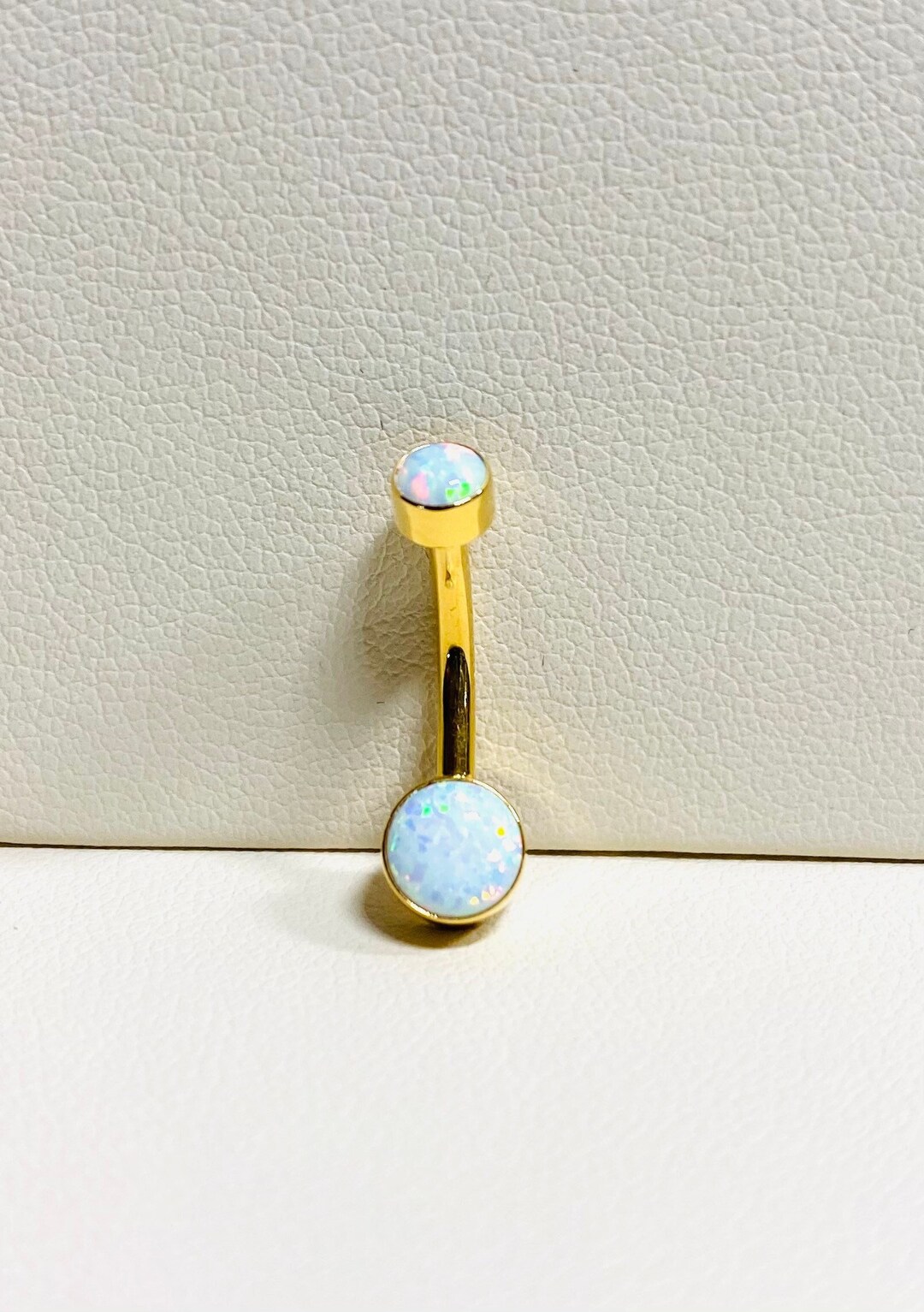 14G Internally Threaded White Opal Belly Button Ring, Round Gem Simple ...