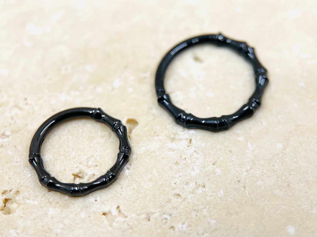 16g Black Septum Ring, Bone Design Seamless Hinged Simple Style Septum Nose Piercing Hoop ...