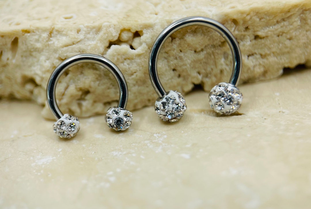 16G Crystal Ball Septum Horseshoe Hoop Ring Septum Piercing Jewelry ...