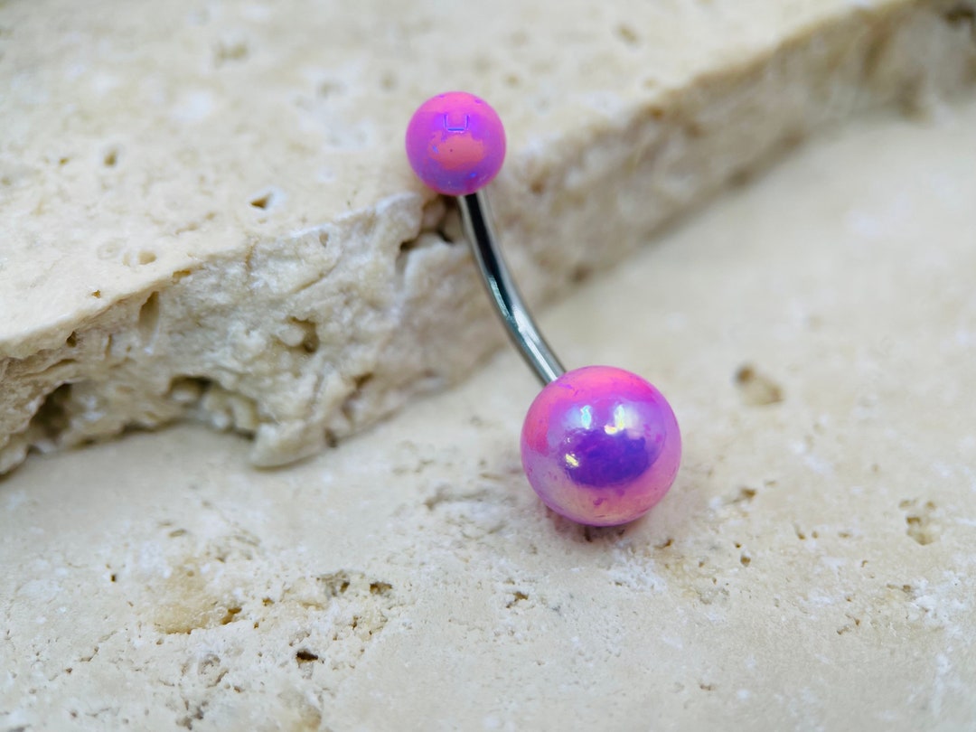 Pink Belly Button Ring, Shiny Texture Simple Style Belly Ring Piercing ...