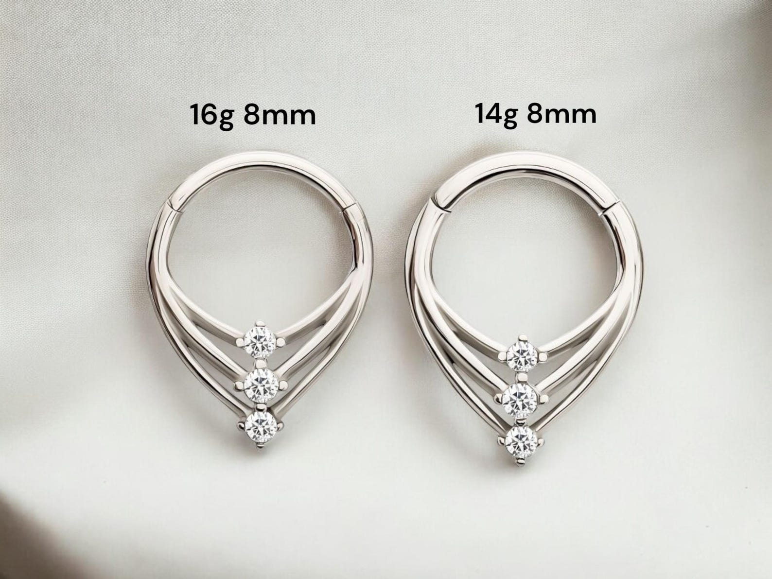 Triple Tier Septum Ring, Chic Style Nose Piercing Hoop Ring, 16g Hinged ...