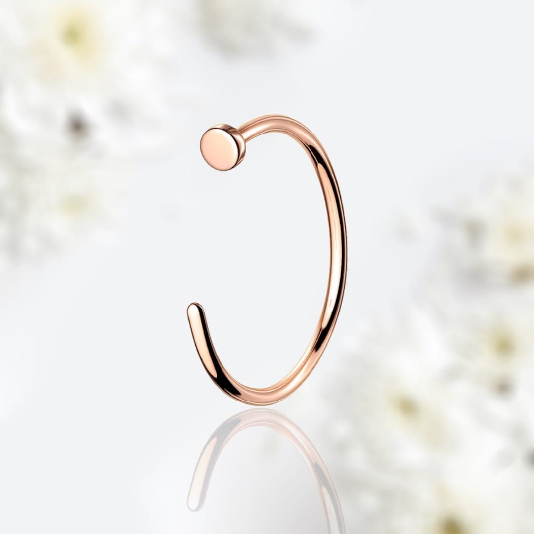 20G Rose Gold Titanium Nose Ring, Nose Piercing Hoop Ring Jewelry With ...