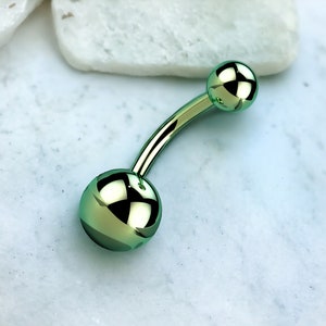14G Implant Grade Titanium Plain Green Belly Button Ring, Simple Style ...