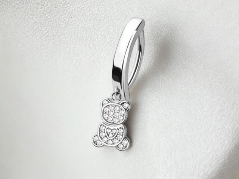 Teddy Bear Belly Ring, Cute Teddy Bear Charm Dangle Belly Button Ring ...