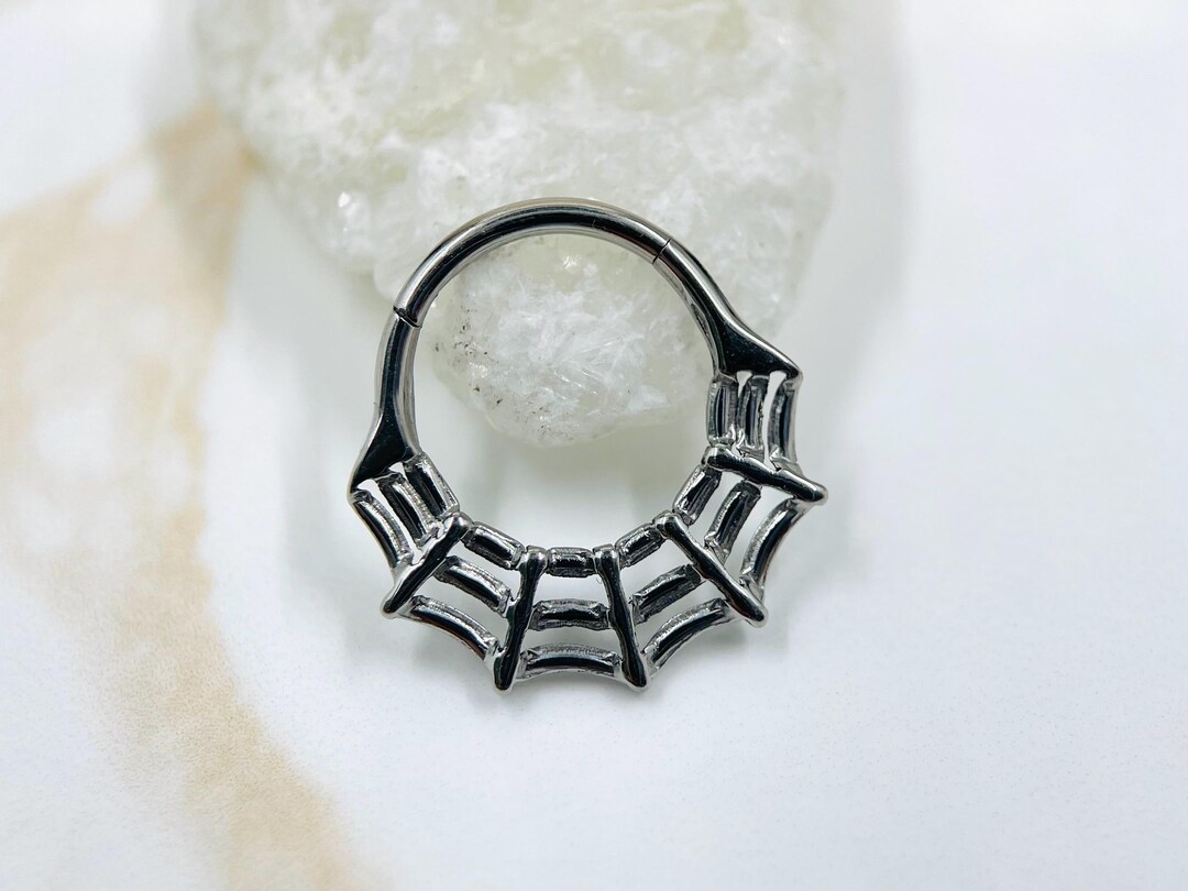 Spiderweb Septum Ring, Implant Grade Titanium Hinged Septum Clicker Hoop Ring, 16g Septum ...