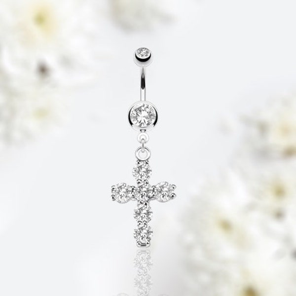 Cross Navel Ring - Etsy