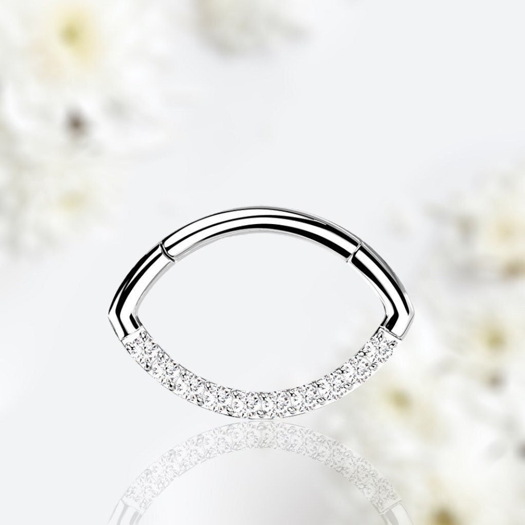 Implant Grade Titanium Oval Septum Piercing Clicker Ring, Simple Style ...