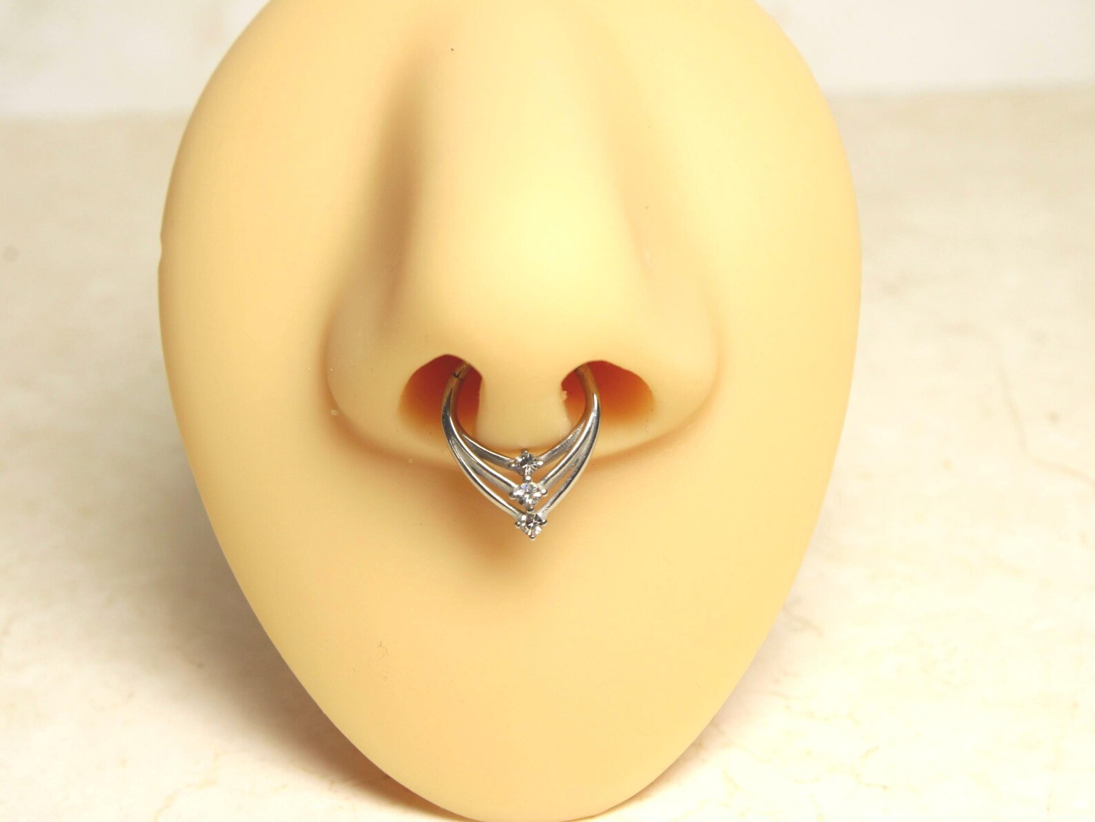 Triple Tier Septum Ring, Chic Style Nose Piercing Hoop Ring, 16g Hinged ...