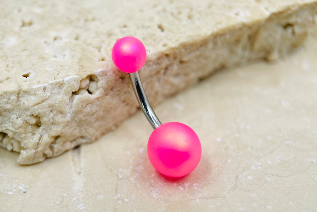 Pink Belly Button Ring, Basic Belly Ring, Matte Pink Belly Button ...