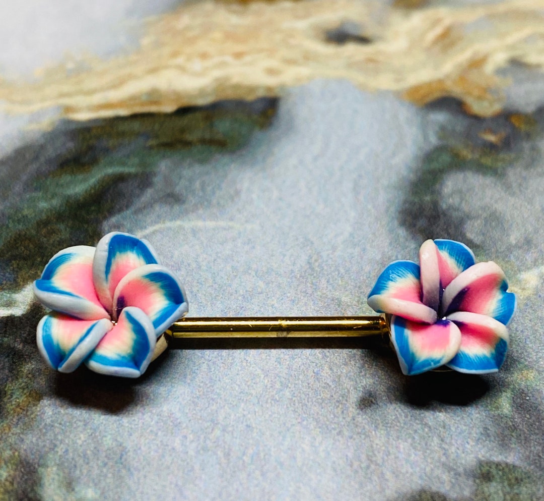 A Set of Hawaiian Plumeria Flower Nipple Barbell - Etsy