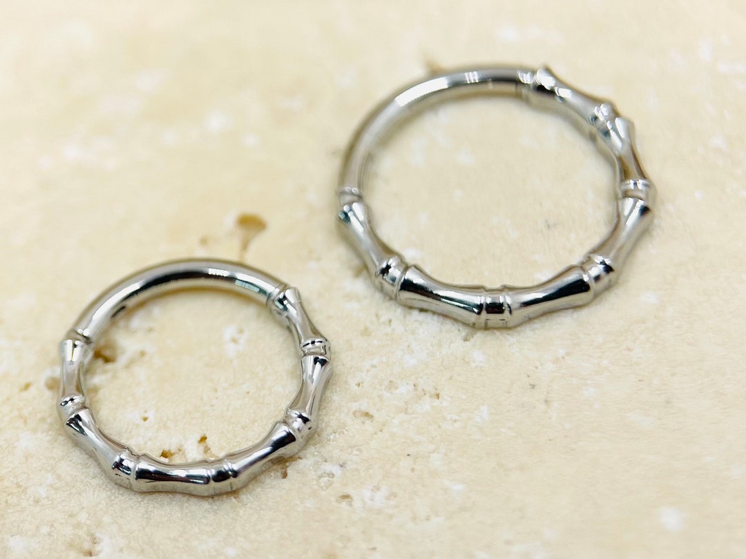 16g Septum Clicker Ring, Bone Design Hinged Septum Piercing Nose Hoop ...