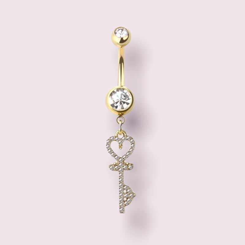 Key Belly Ring - Etsy