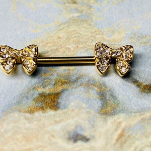 A Set of Dainty Bow Tie Nipple Barbell - Etsy