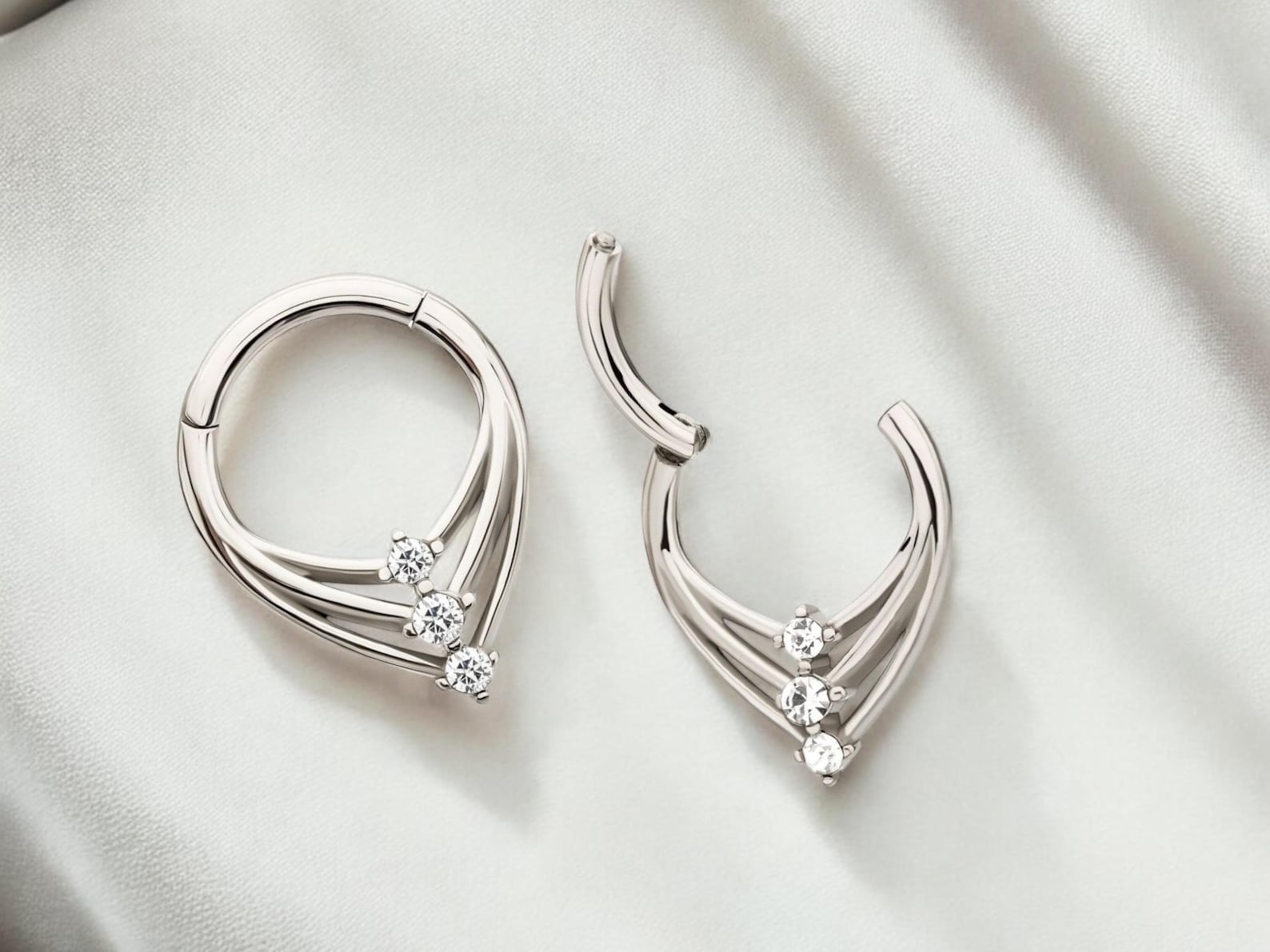 Triple Tier Septum Ring, Chic Style Nose Piercing Hoop Ring, 16g Hinged ...