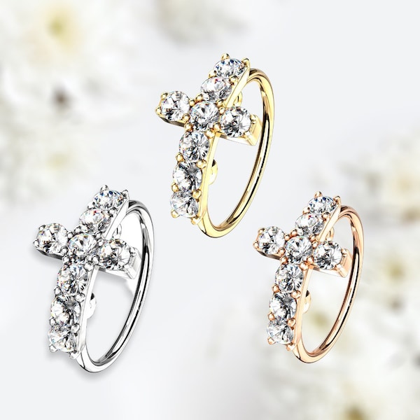 Cross Nose Ring - Etsy