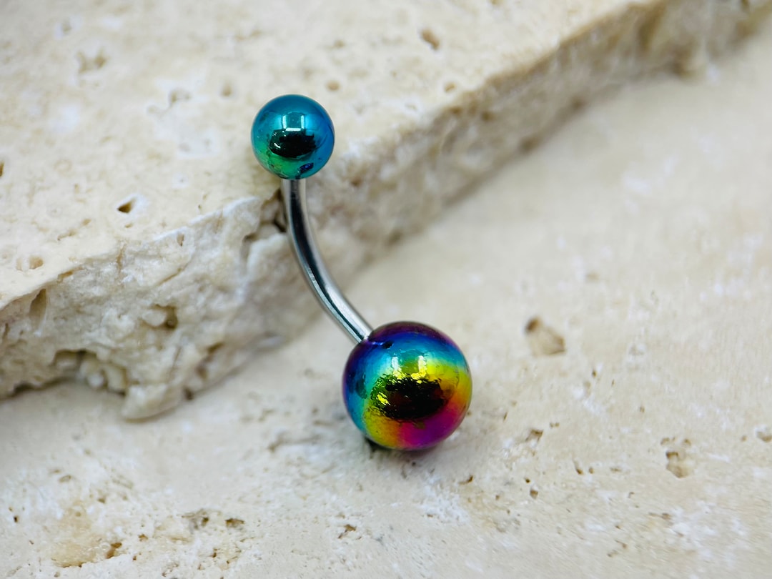 Rainbow Belly Button Ring, Shiny Simple Style Belly Button Ring ...