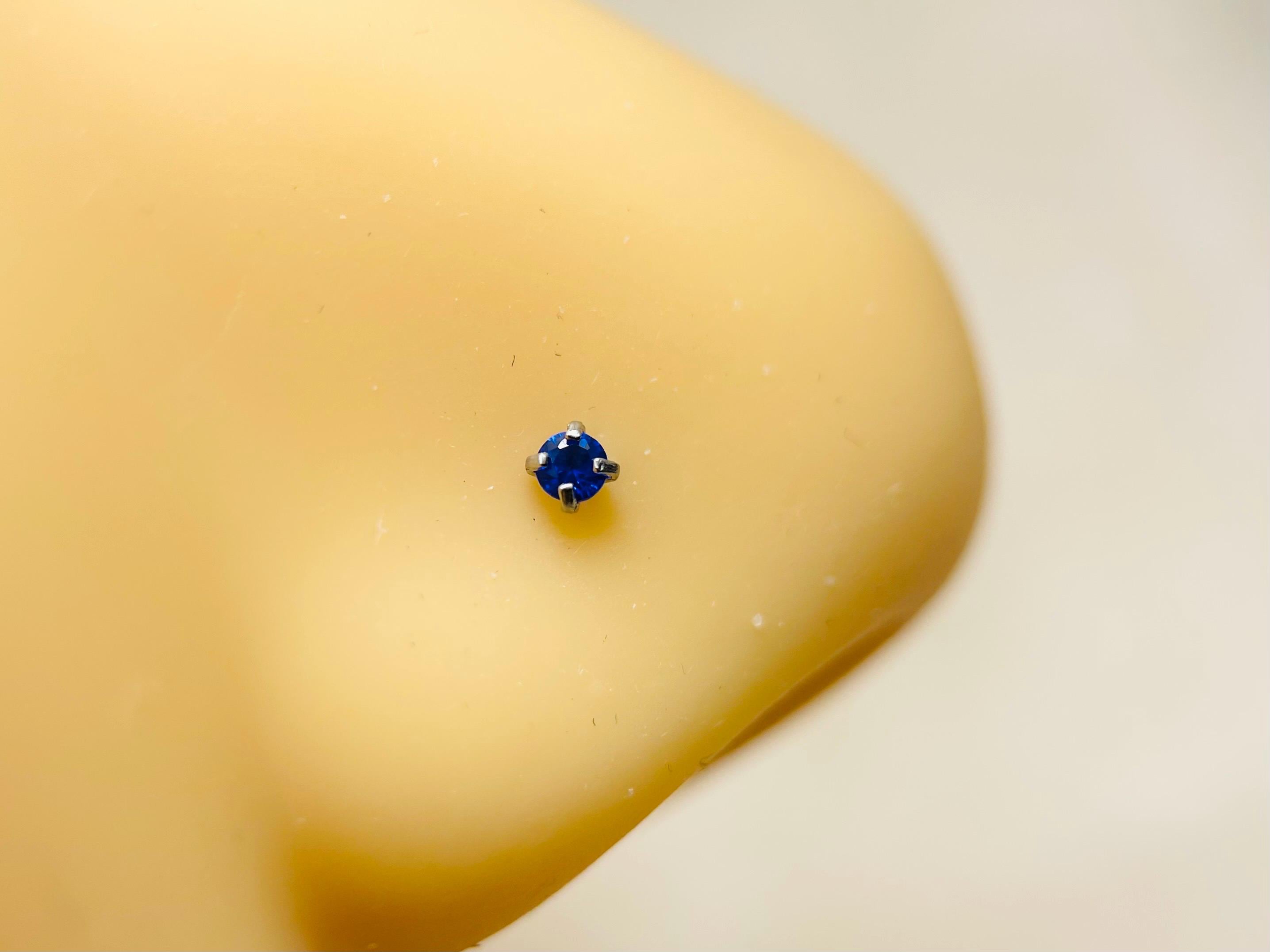 20G Blue Gem L Shape Nose Piercing Stud, Simple Style 20g L Bend Nose ...