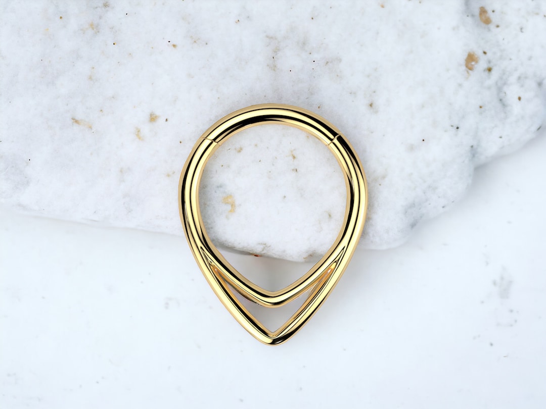 Implant Grade Titanium Chevron Septum Ring, Double Line Chevron V Shape ...