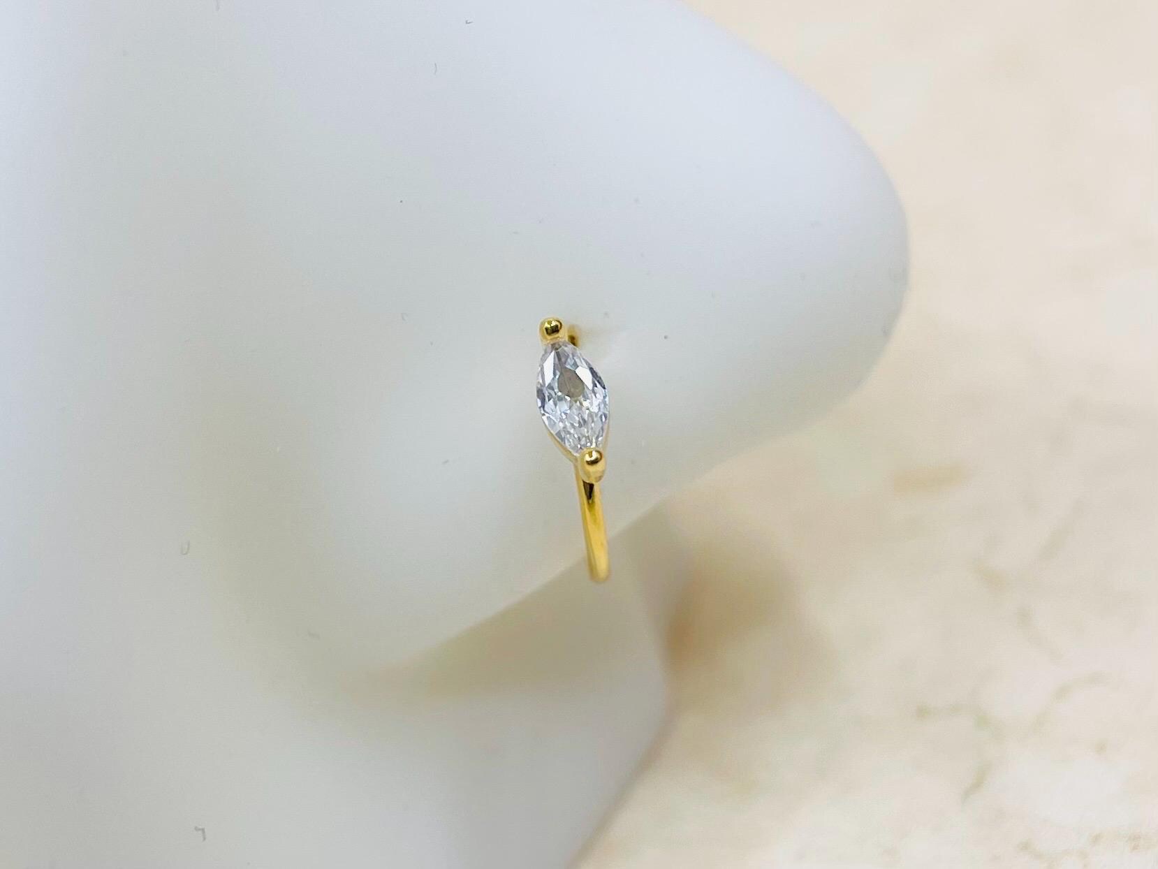 20g Oval Top Nose Hoop, Cute Sparkle Oval Bendable Thin Nose Hoop Ring ...