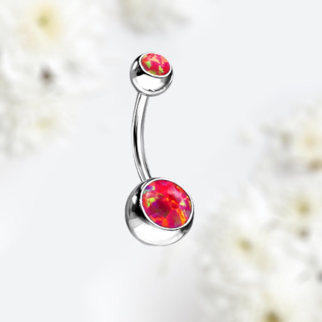 14G Red Opal Surgical Steel Belly Button Ring - Etsy