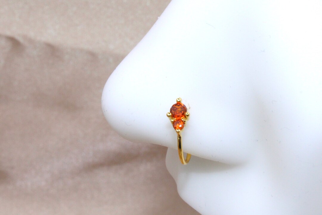 20g Gold Red Nose Ring, Simple Style Bendable Nose Piercing Hoop Ring ...